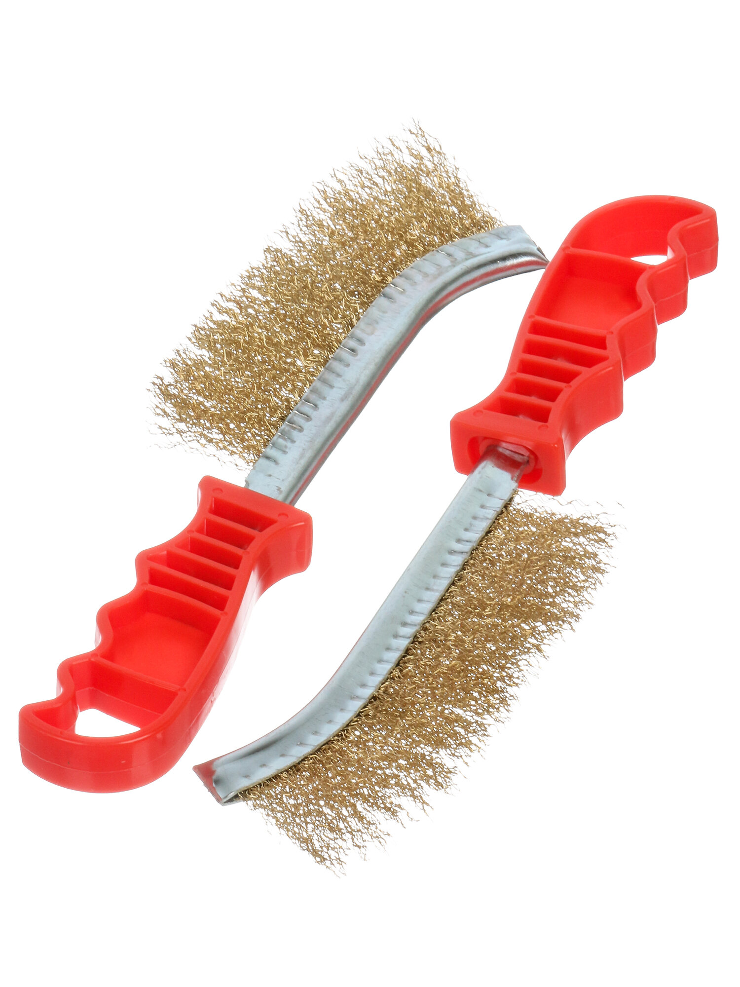 Щетка по металлу Bartex 2 шт, 1-рядная медная щетина, пластиковая рукоятка для бережной очистки и удаления ржавчины.