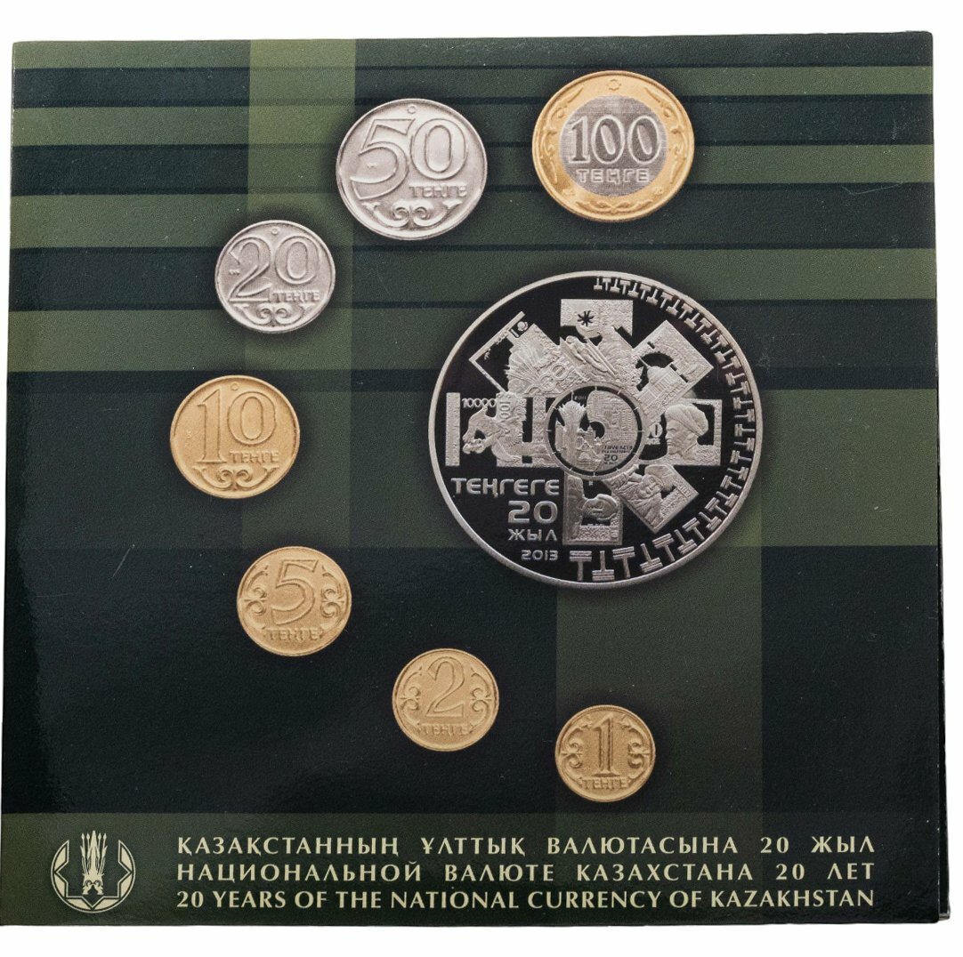 Казахстан Набор миниатюрных монет 2013 г "20 лет национальной валюте" в буклете, Другой, в сохранности UNC