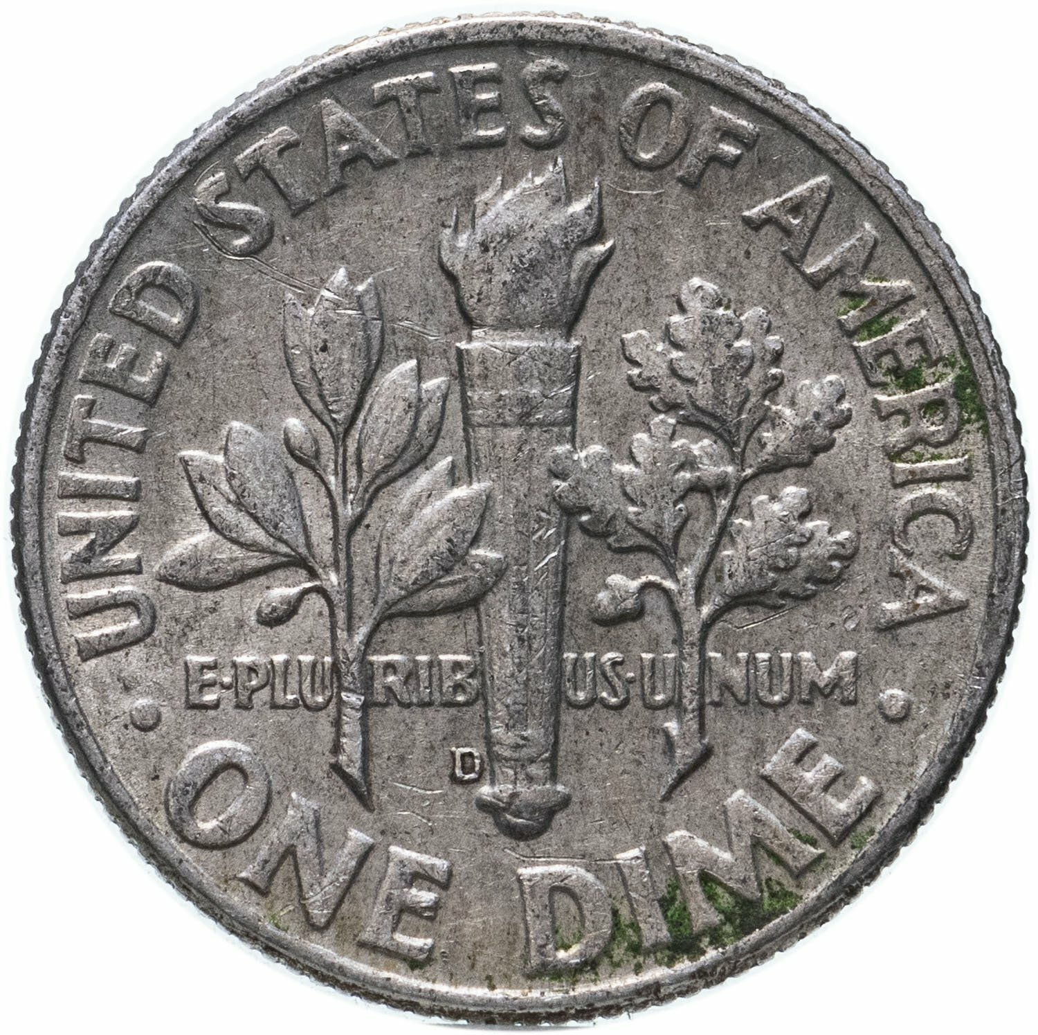 США 10 центов дайм, one dime 1964 D "Silver Roosevelt Dime", Серебро 900, в сохранности XF
