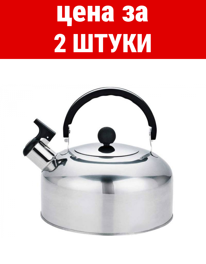 Комплект 2 шт, Чайник 2л нерж со свистком Casual, зеркальная полировка
