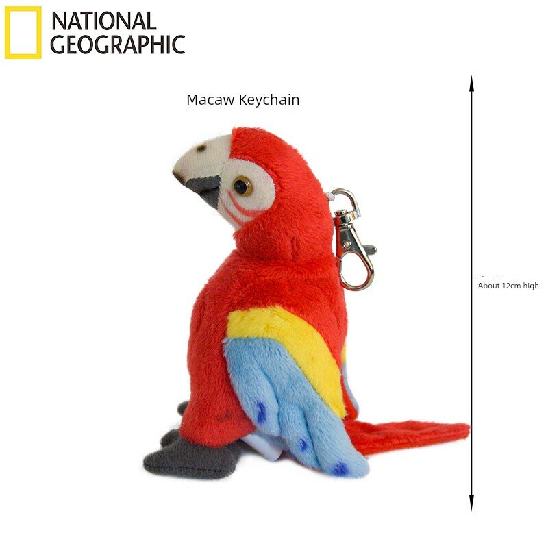 Ключен-кольцо с попугаем-макоу, высота 12 см, плюшевый брелок из коллекции China National Geographic, мягкий брелок для