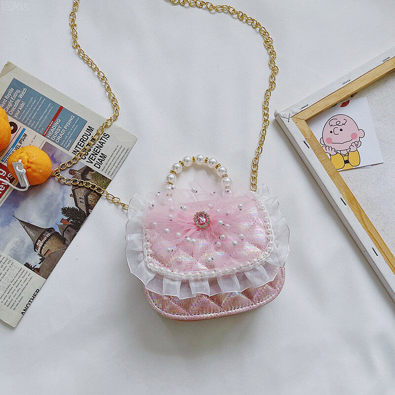 Детская сумка через плечо принцесса модная универсальная стильная аксессуар розовый бант