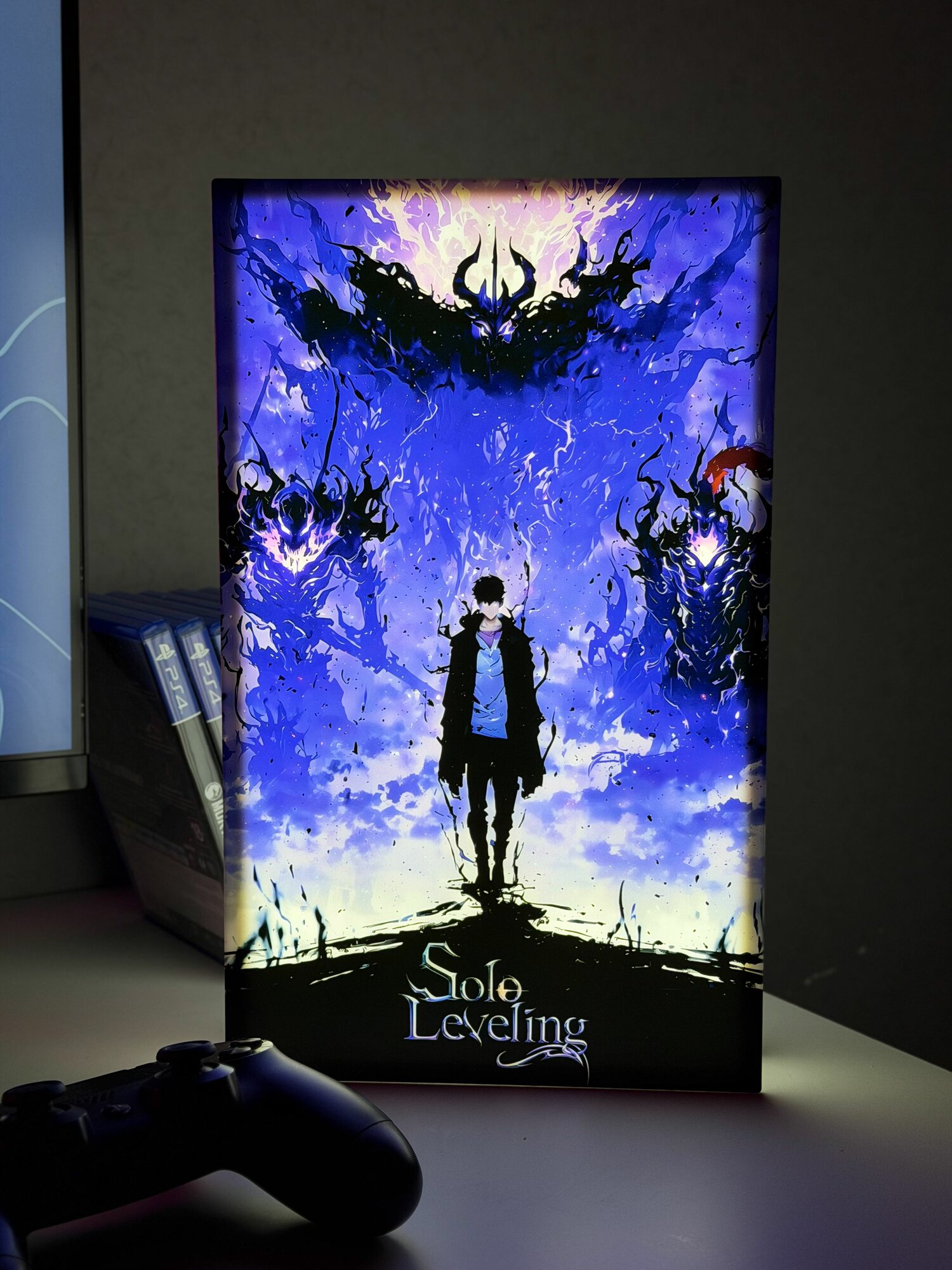 Светильник Поднять уровень в одиночку (Solo Leveling), акриловый с LED подсветкой, 33x20 см