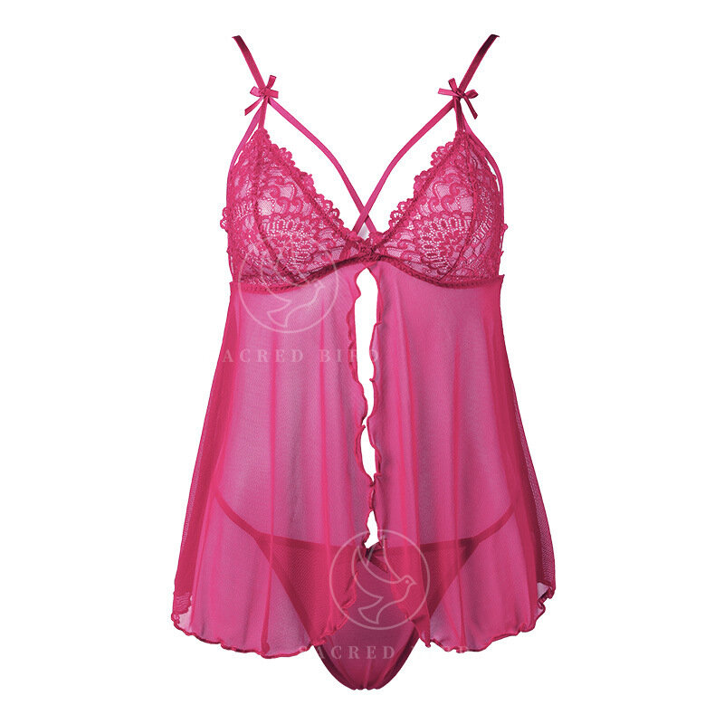 Сексуальное нижнее белье, крестообразное без спинки, сетчатое ночное платье, глубокий V-образный вырез, открытое платье-камисоль, домашний комплект, сексуальное кружево