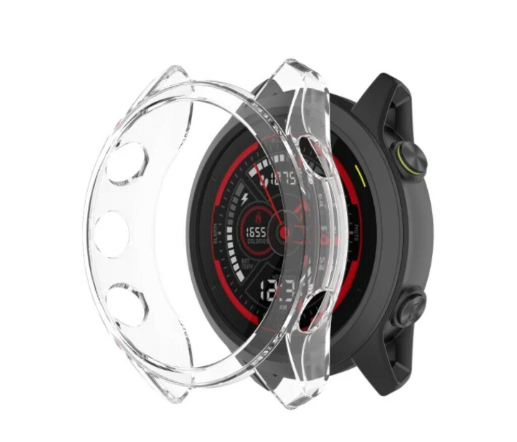 Защитный бампер-чехол MyPads из тончайшего и прочного силикона для Garmin Forerunner 745 прозрачный