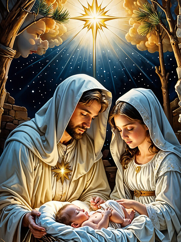 Набор для вышивания крестиком ручной работы Религиозные узоры Дева Мария и Иисус 45X55CM 11ct Без рамки для картины