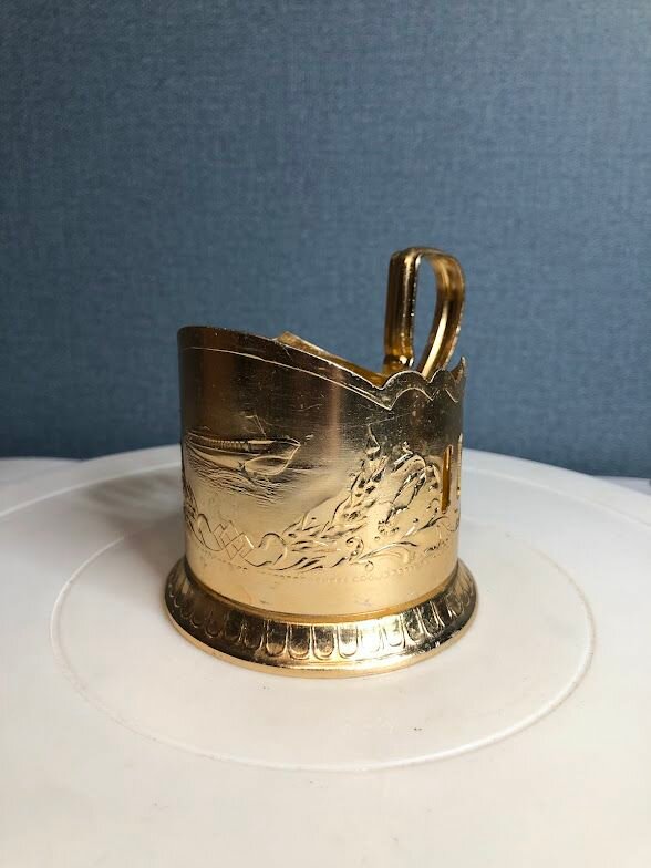 Подстаканник винтажный СССР, Казаковский з-д "ракета", алюминий