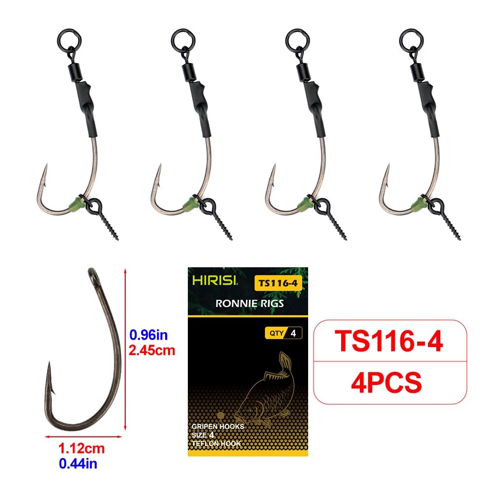 Hirisi рыболовные крючки Ronnie Rig, TS116-4, 4шт