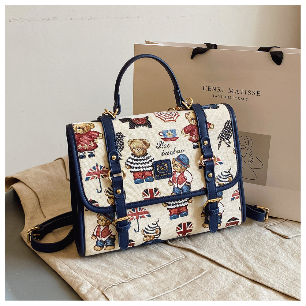 Рюкзак BeiBaoBao "Мультяшный мишка", брезент, для ноутбуков, 29x21 см, голубой