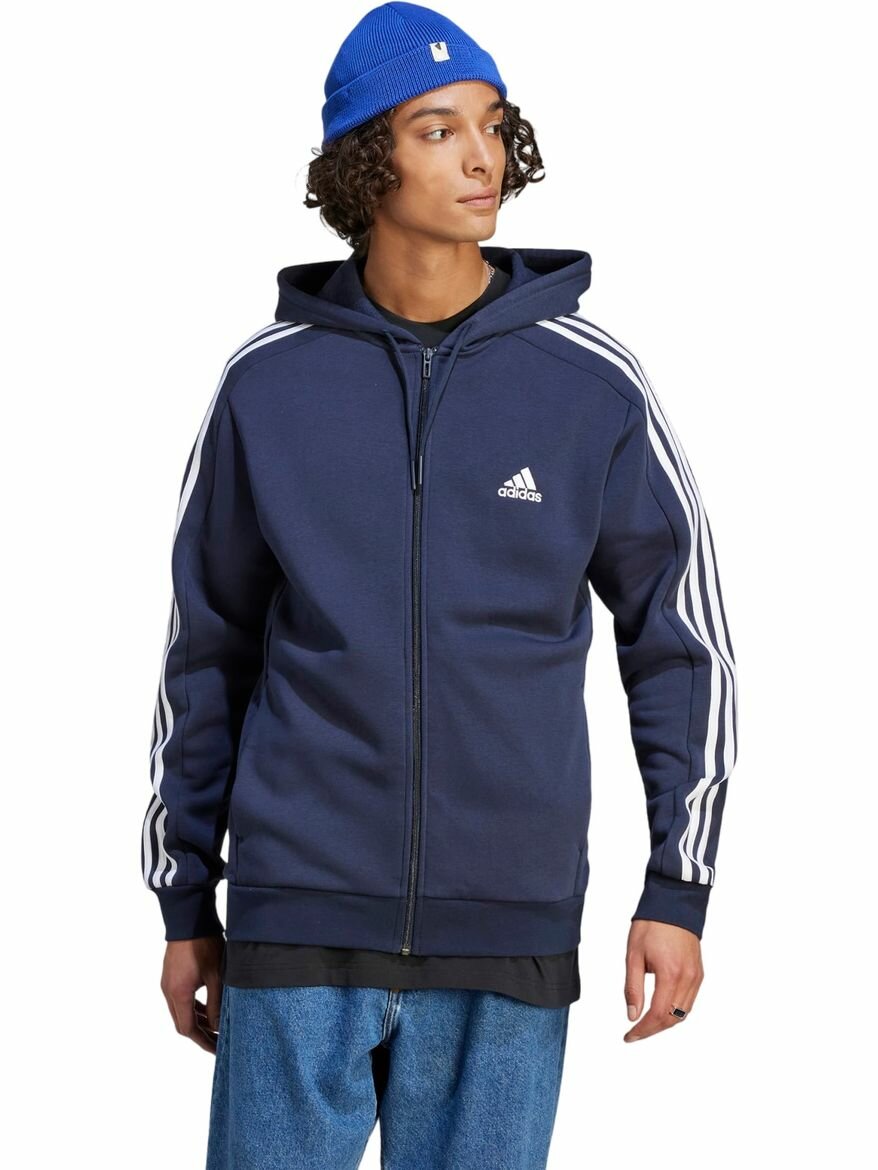 Толстовка спортивная Essentials Fleece 3-Stripes Full-Zip Hoodie