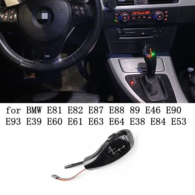 Светодиодная ручка переключения передач для BMW 1 3 5 6 Series E90 E60 E46 2D 4D E39 E53 E92 E87 E93 E83 X3 E89, автоматические аксессуары E39 E53 black color