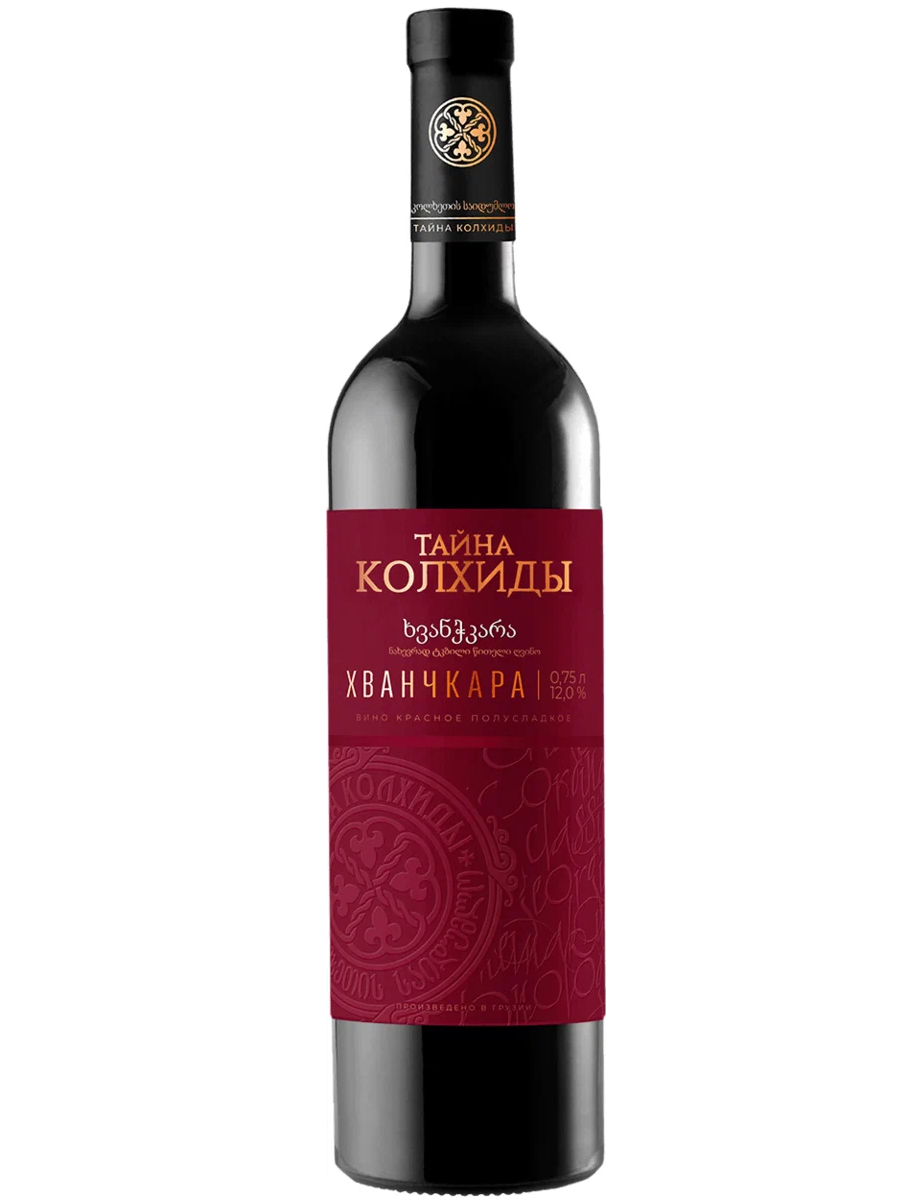 Вино Тайна Колхиды Хванчкара, красное, полусладкое, 0,75 л, Грузия