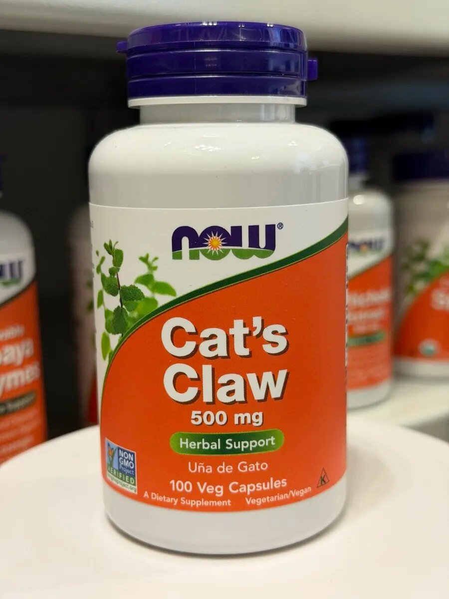 NOW Cat's Claw 500 mg - экстракт кошачьего когтя для иммунитета и поддержки суставов, 100 капсул