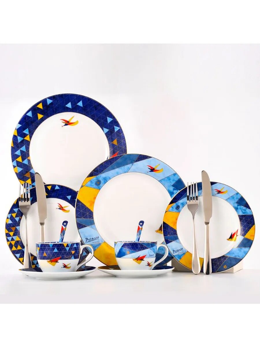 Набор посуды Jiasuo Flying, керамика, на двоих, золото