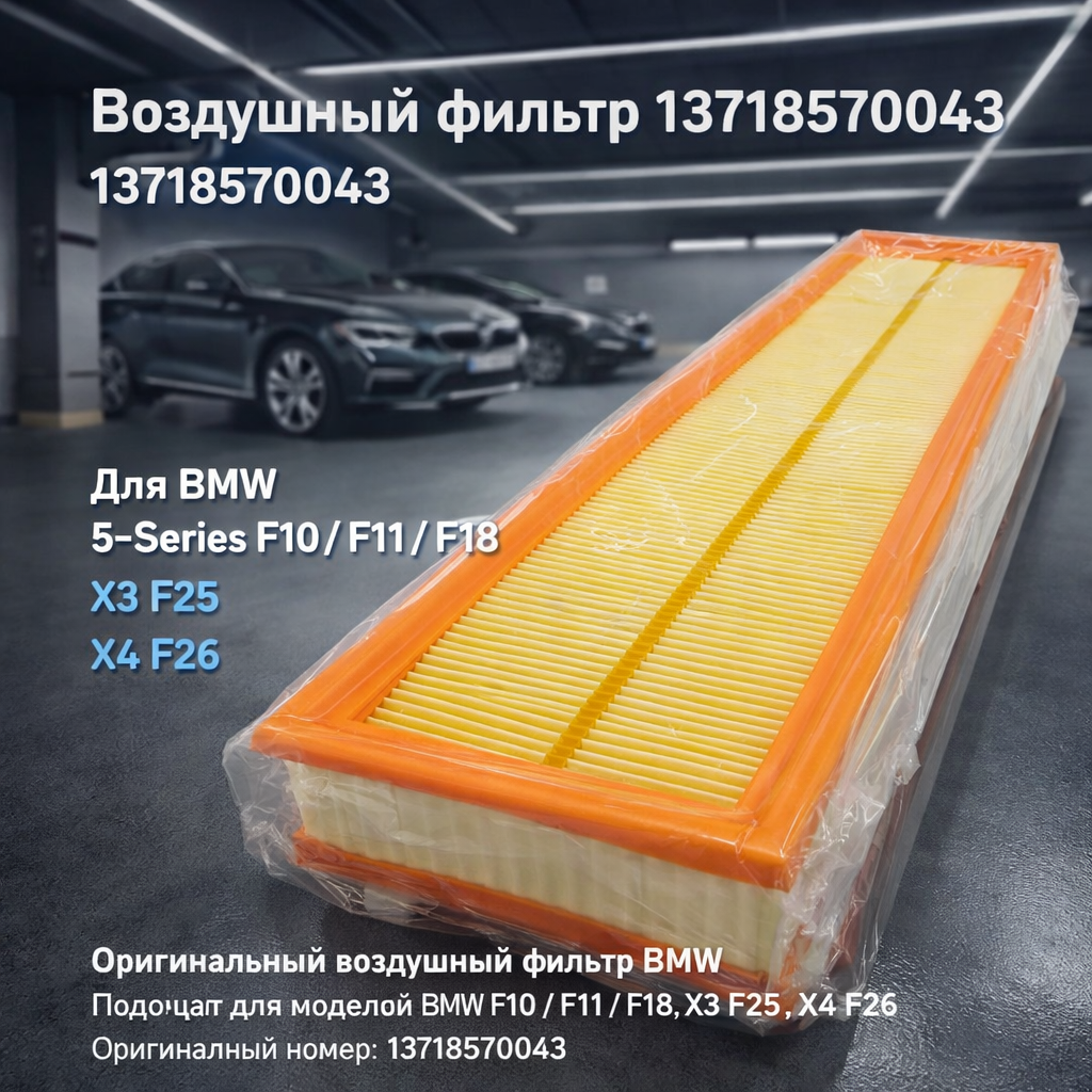 Фильтр воздушный 13718570043 для BMW 5-Series F10 F11 F18, X3 F25, X4 F26