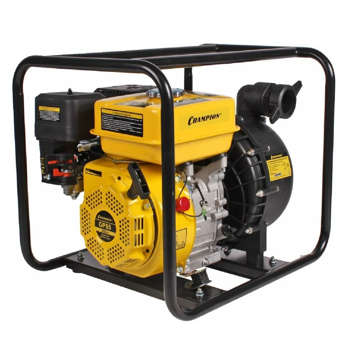 Мотопомпа CHAMPION GP55 7.5 л. с. 600 л/мин, 5500 Вт, черный/желтый