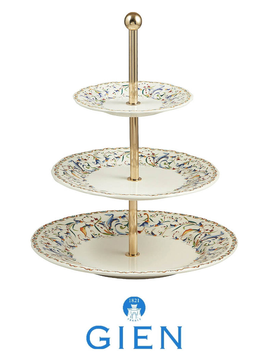 Этажерка Gien Toscana 3 яруса, диаметр 28.5 см, высота 30 см, фаянс, металл