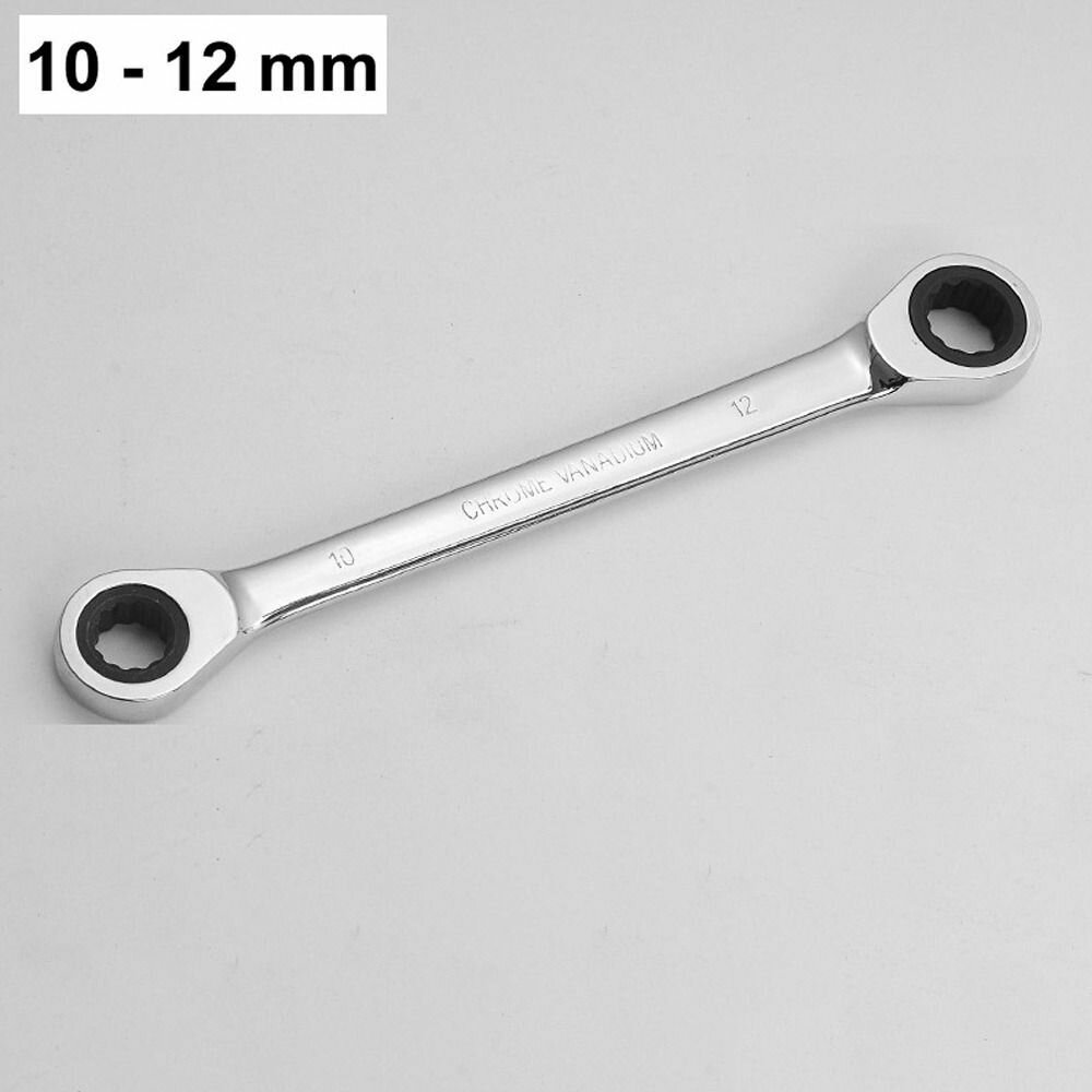 Набор кольцевых гаечных ключей с трещоткой из хромованадиевой стали, серебристый, размеры 8–19 мм, для ремонта авто