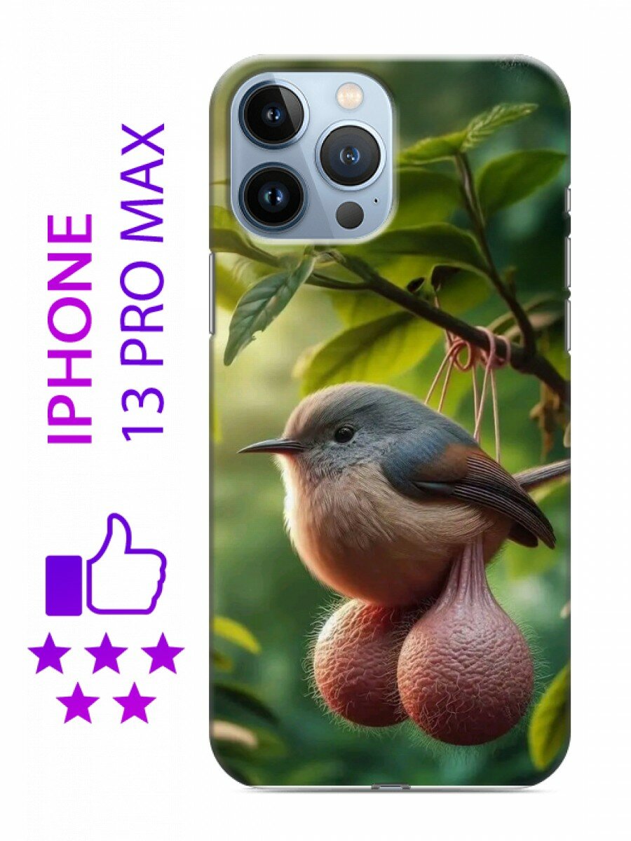 Чехол для Iphone 13 Pro Max с принтом смешная птица с яйцами (Айфон 13 Про Макс)