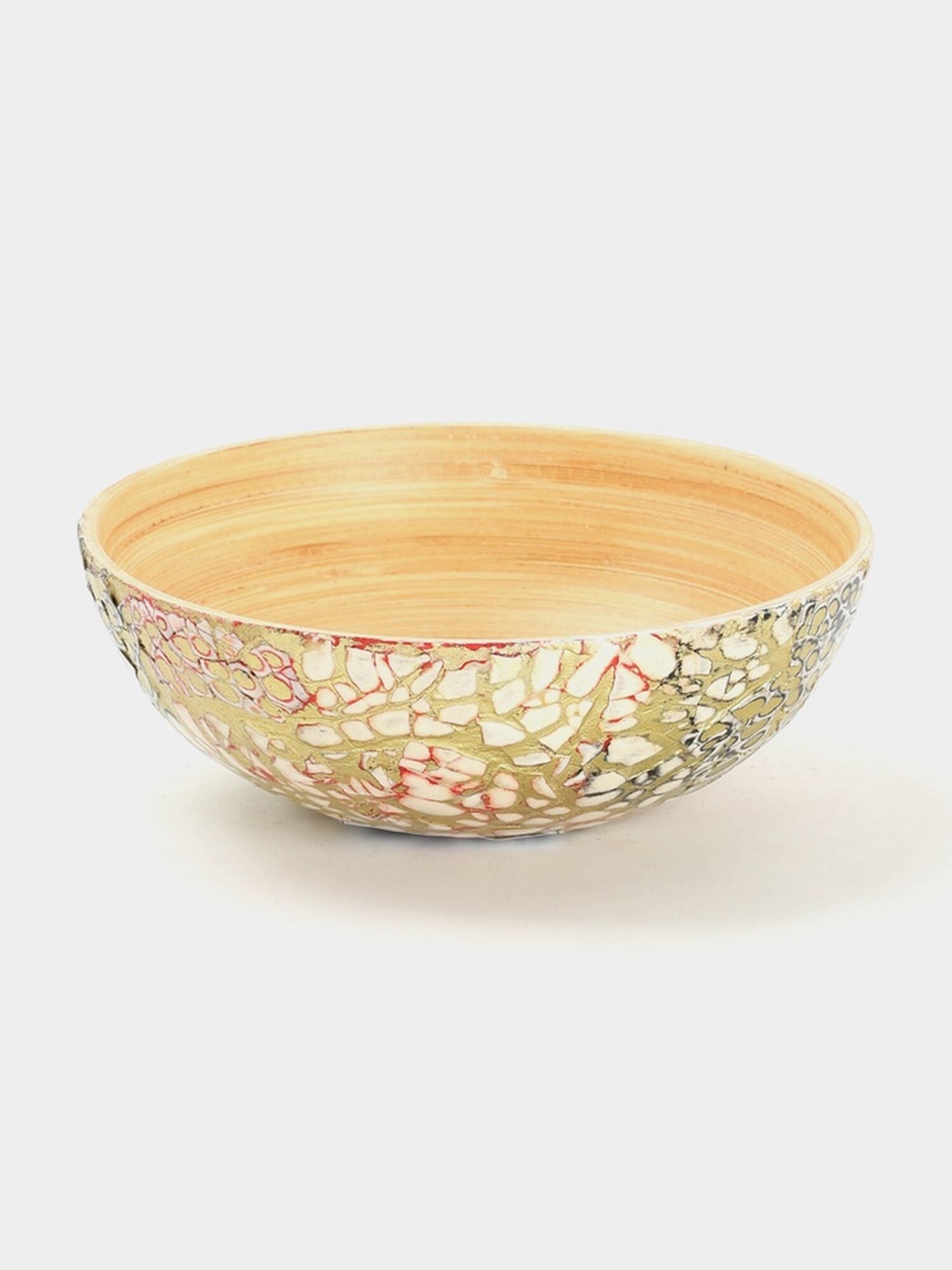 Миска сервировочная круглая с узором, 15×15×6 см, бамбук, цвет бежевый