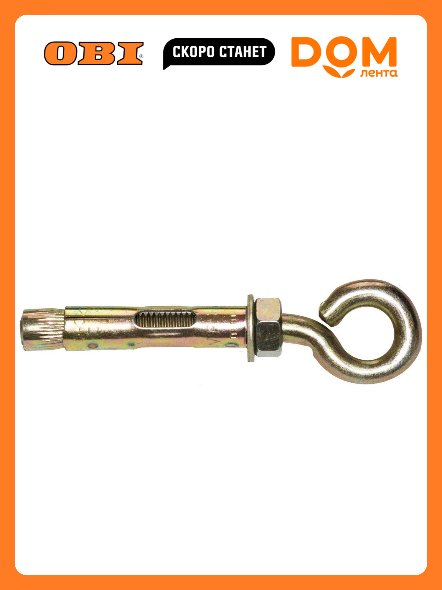 Анкер-болт Fixbox, с кольцом, сталь, оцинкованный, 10x60 мм, 2 шт