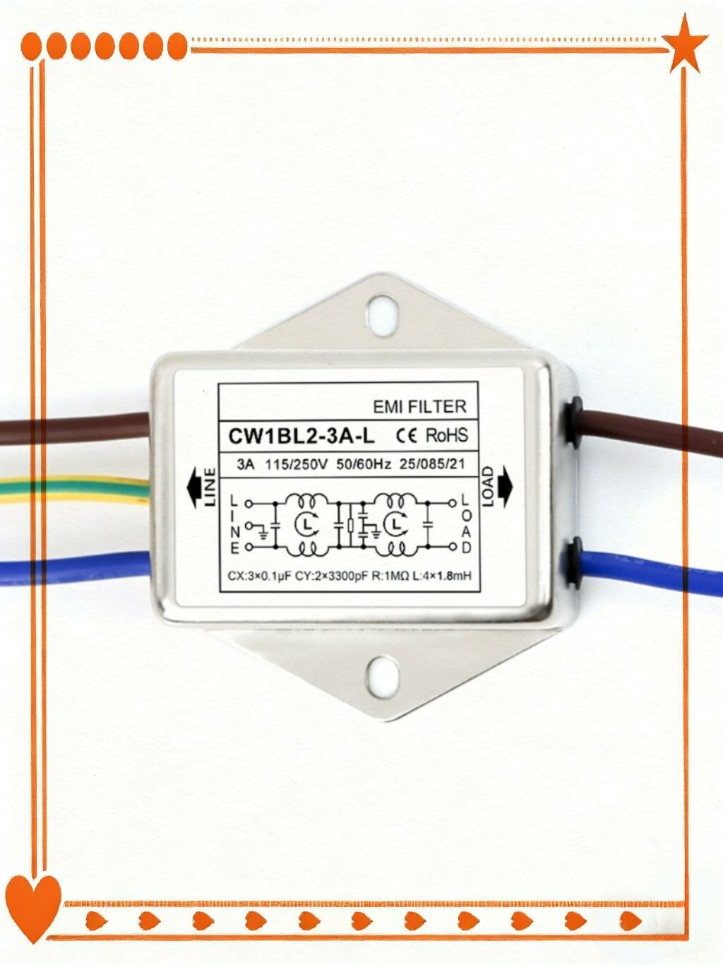 Фильтр электромагнитных помех 250 В, 3A