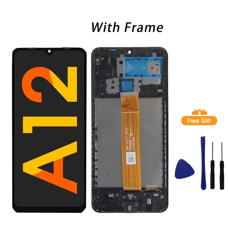 Дисплей A12 для Samsung Galaxy A12 A125F A127F ЖК-дисплей, дигитайзер сенсорного экрана в With Frame