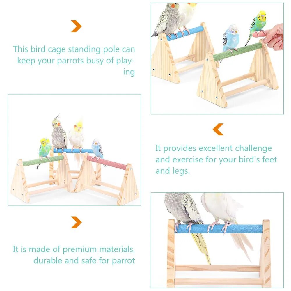 Когтеточка-стоячий жёрд из дерева и нержавейки для попугая в клетке