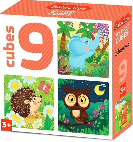 Кубики пластмассовые "Зверята" 9 шт Baby Toys
