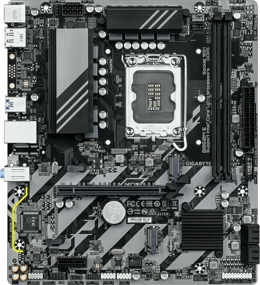 Материнская плата Gigabyte B860M E, Socket LGA 1851, Intel B860, mATX, Ret