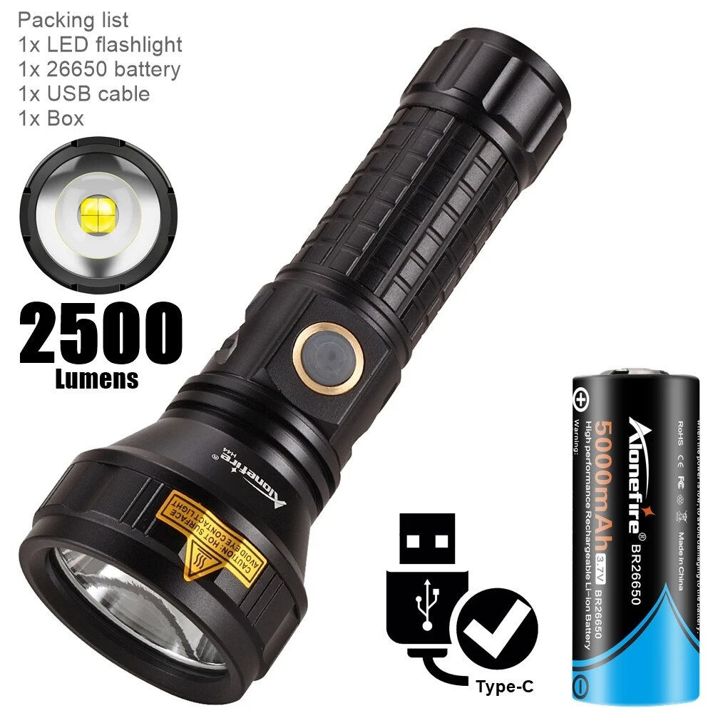 AloneFire H44 Алюминиевый Фонарь 2500 Люмен H44-26650 Battery