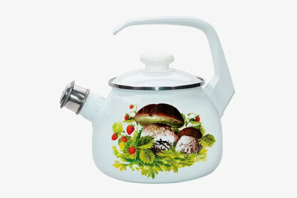 Чайник эмалированный 2,5л Грибная поляна для всех плит, Лысьвенские эмали