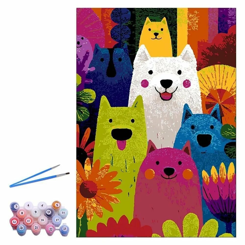 Картина по номерам/Набор для живописи по цифрам (DIY) на холсте масляными красками для детей или взрослых-новичков с кистями и акриловыми красками