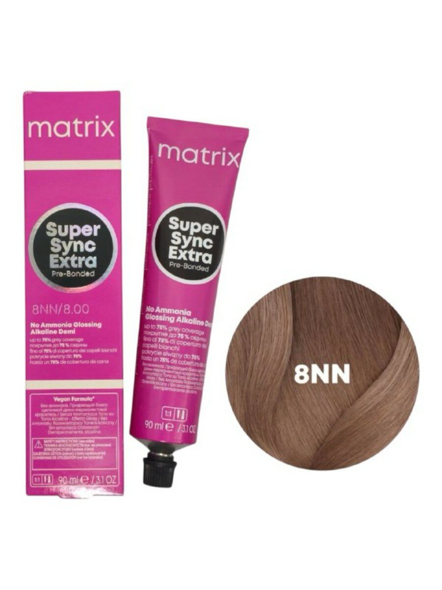 Краска для волос Matrix Super Sync Pre-Bonded, Деми-перманентный, 8NN