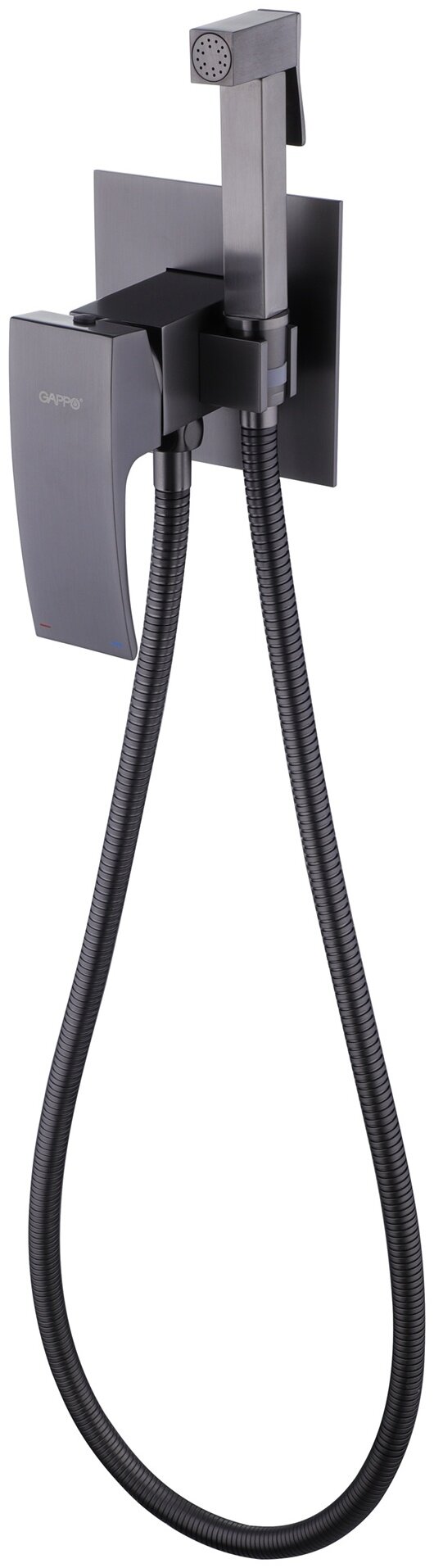 Смеситель для биде скрытого монтажа Gappo G7207-9 оружейная сталь