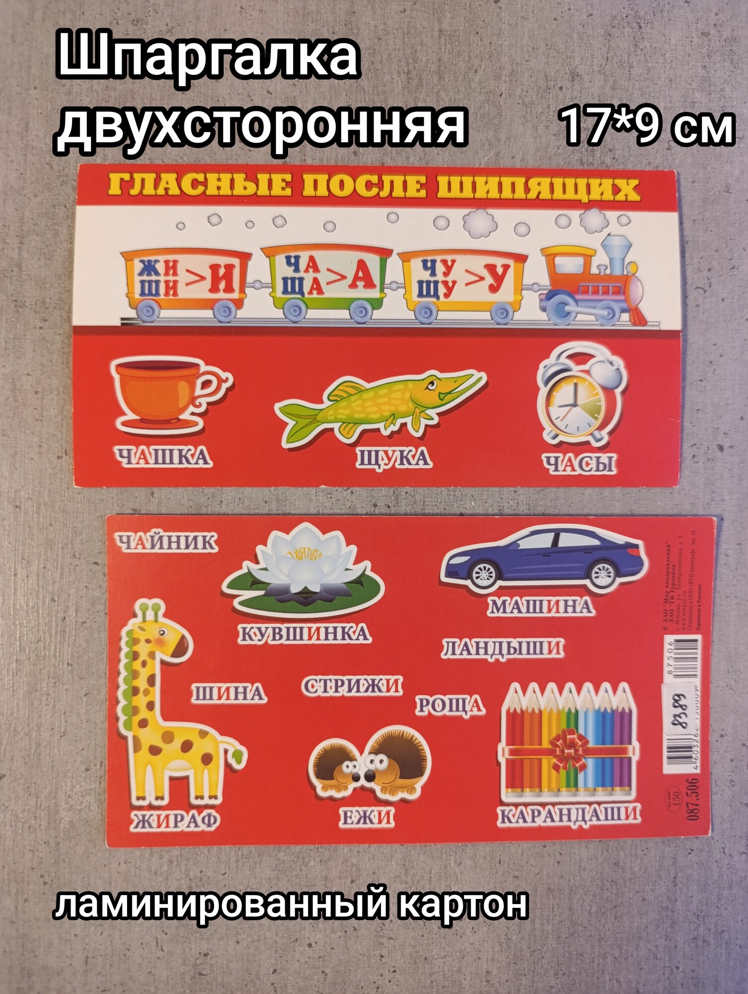 Шпаргалка мини "Гласные после шипящих" 17*9 см