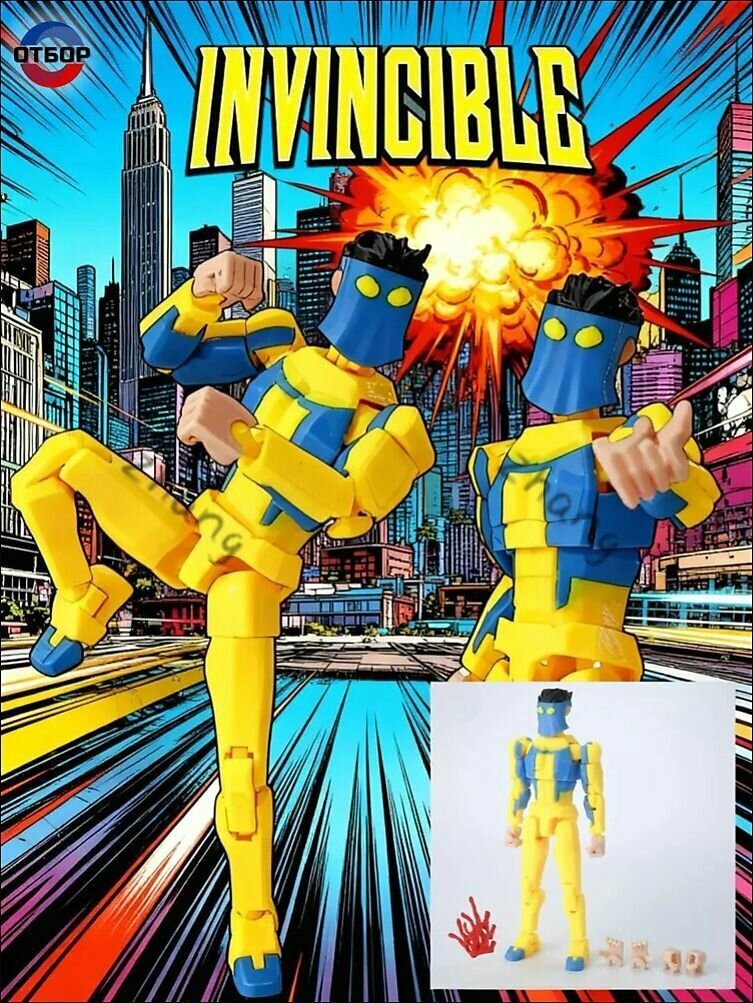 Фигурка Маскированного Марка из сериала «Неуязвимый» (Invincible), 3D-печатная шарнирная коллекционная модель, высота 8