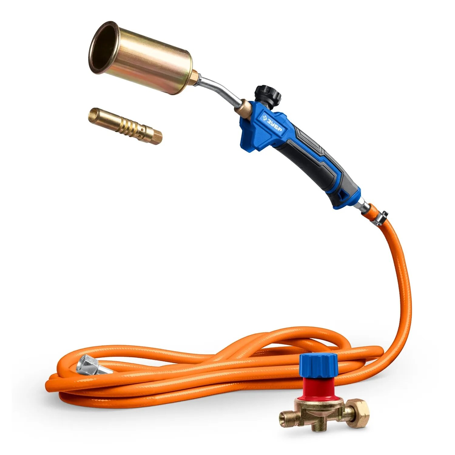 Горелка газовая ЗУБР ГП-400Н, 400 мм, стаканы 50 мм, 17 мм, шланг 5 м, редуктор, пропановая, в наборе, Профессионал