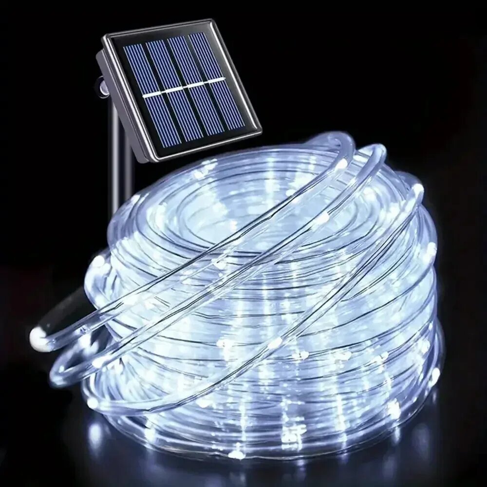 Солнечная гирлянда 12м, 100 LED, белый свет