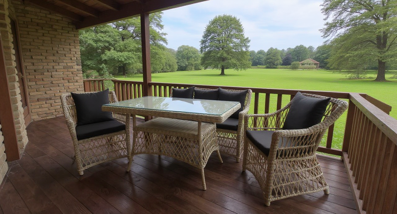 Комплект плетеной мебели Маболо, искусственный ротанг, 4 персоны, стол+лавка+2 кресла, цвет Бежевый