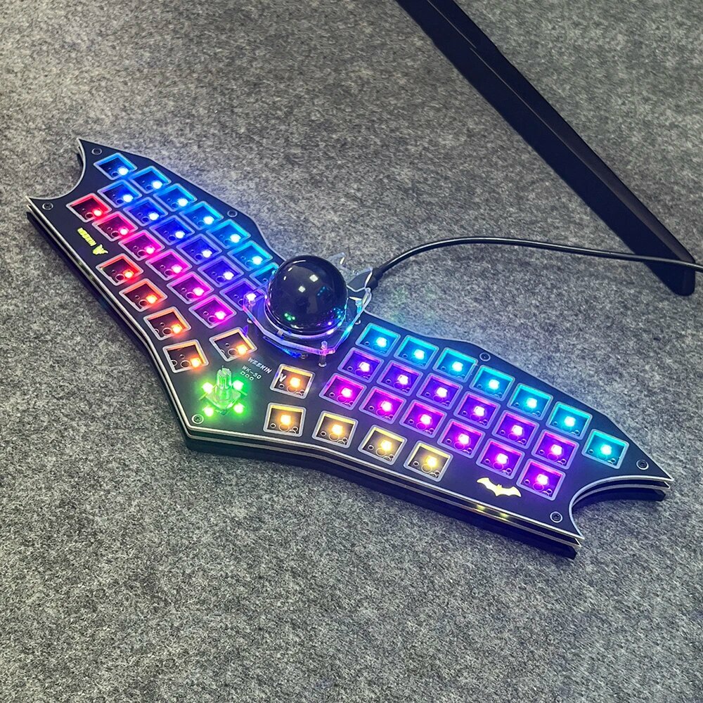 Механическая эргономичная клавиатура Hotswap Bat Design 47 клавиш с трекболом Without switch