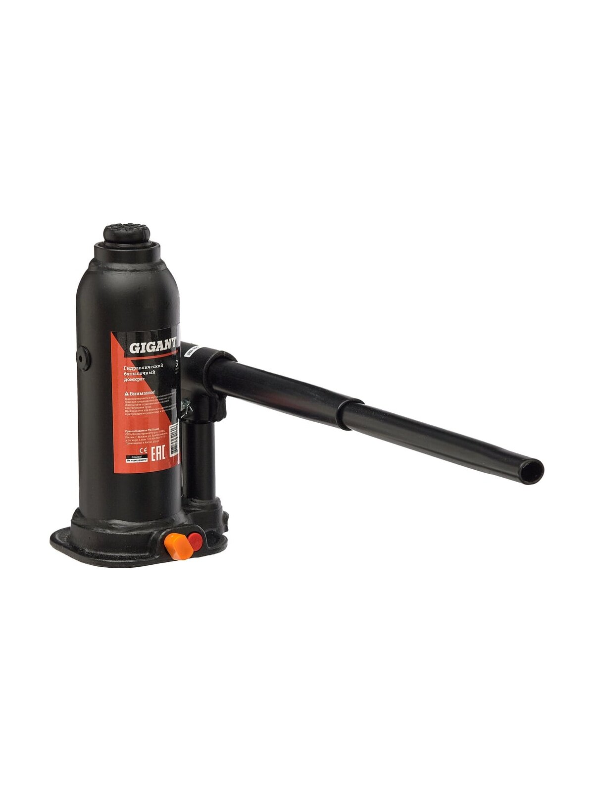 Гидравлический бутылочный домкрат Gigant 3Т, подхват 194мм, подъем 372мм, рабочий ход 178мм, HBJ-3