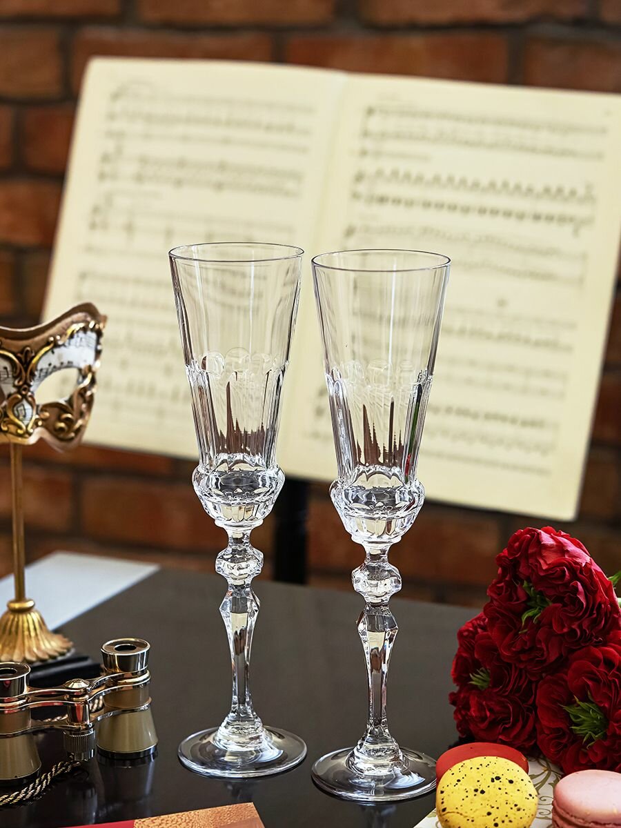 Хрустальные бокалы для шампанского игристых вин 190 мл. фужеры набор 2 шт. Неман