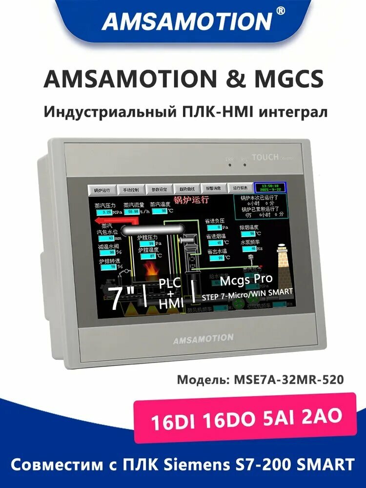7-дюймовый HMI PLC All-in-1, совместимый с машиной SMART S7-200 Ethernet 16I 16O 5AI 2AO Контроллер, панель сенсорного экрана MCGS