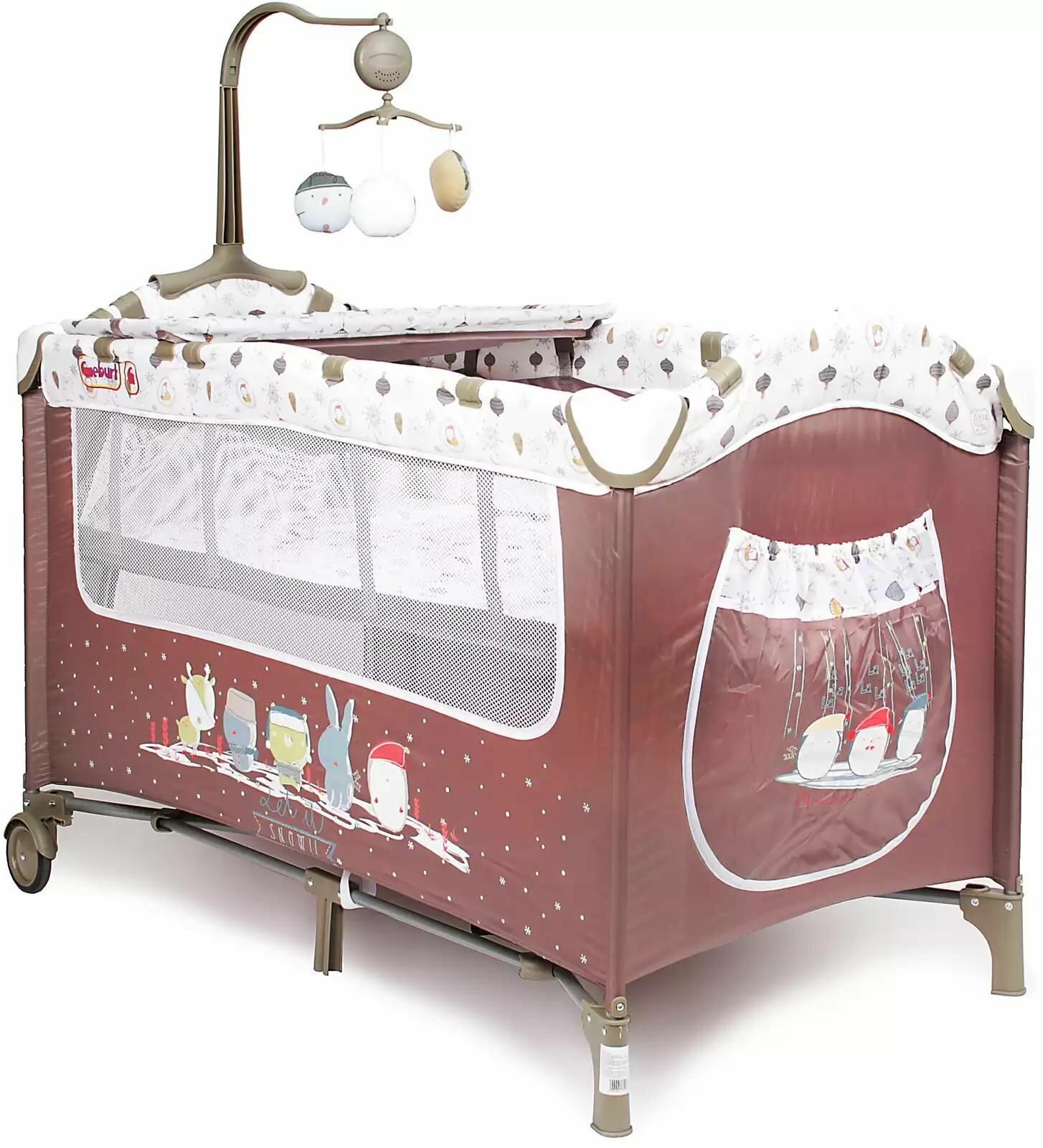 Манеж-кровать Geburt 120х68х76 см, складной, коричневый