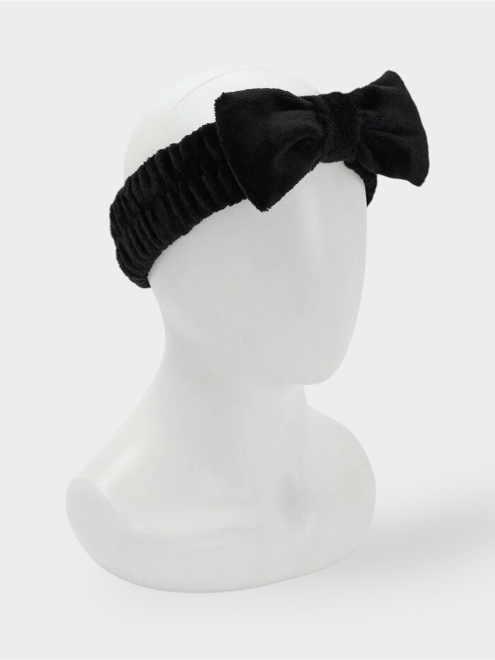 Повязка для умывания Доляна Бантик, микрофибра, чёрная