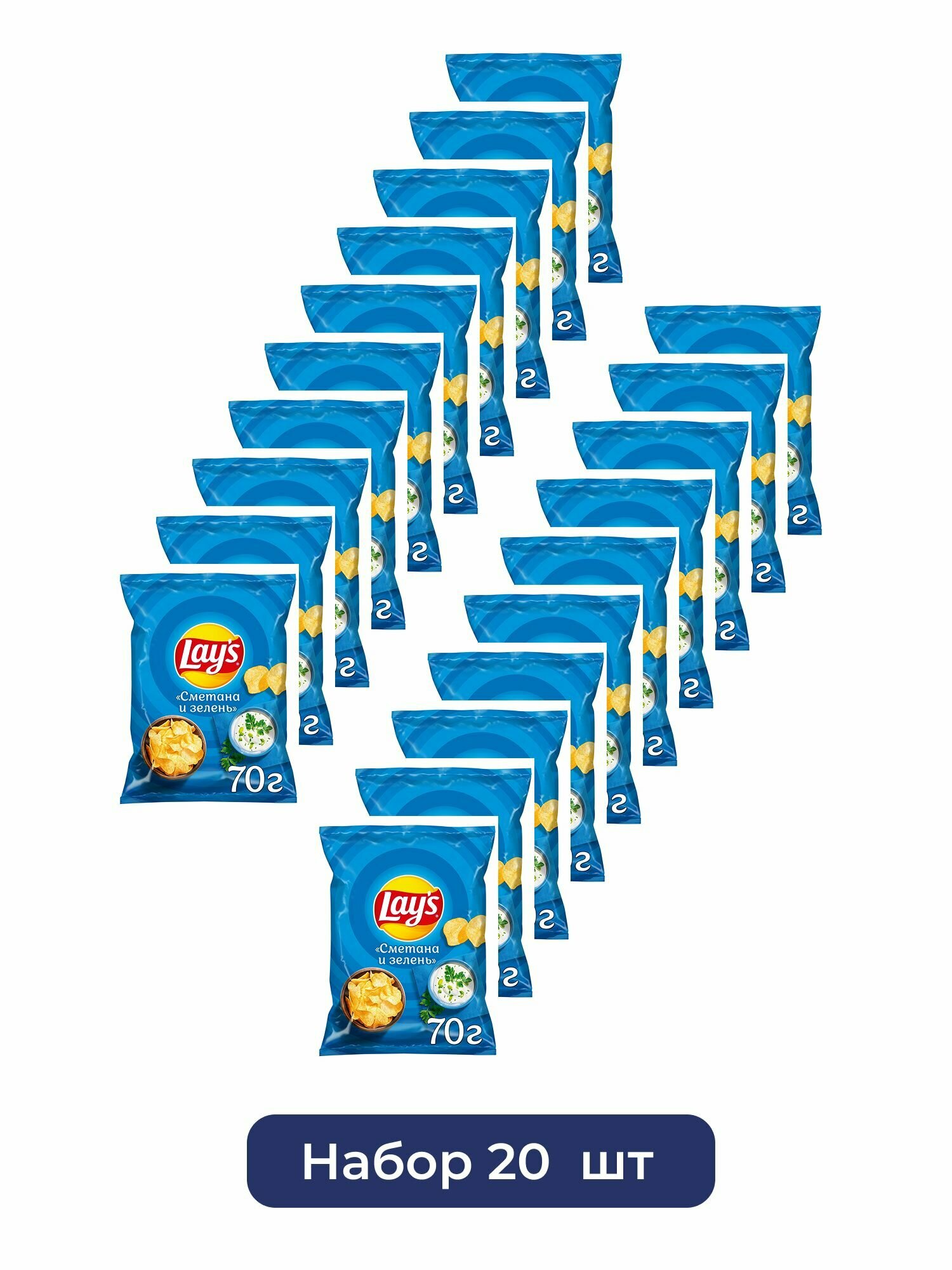 Чипсы Lay's Сметана и зелень, 70г х 20шт.