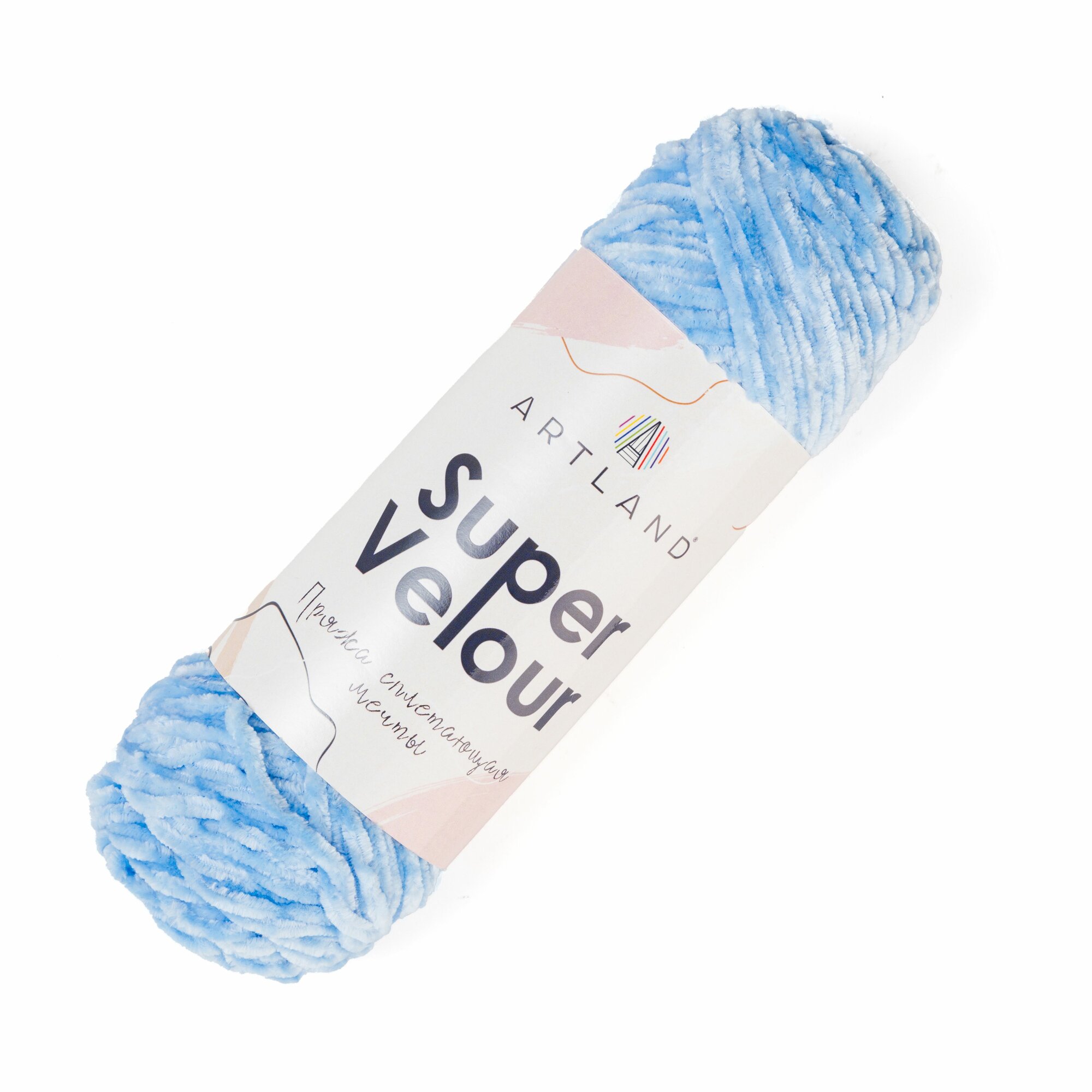 Пряжа для вязания плюшевая Super Velour Artland 3 мотка (120 м, 95 гр), цвет 06 голубой