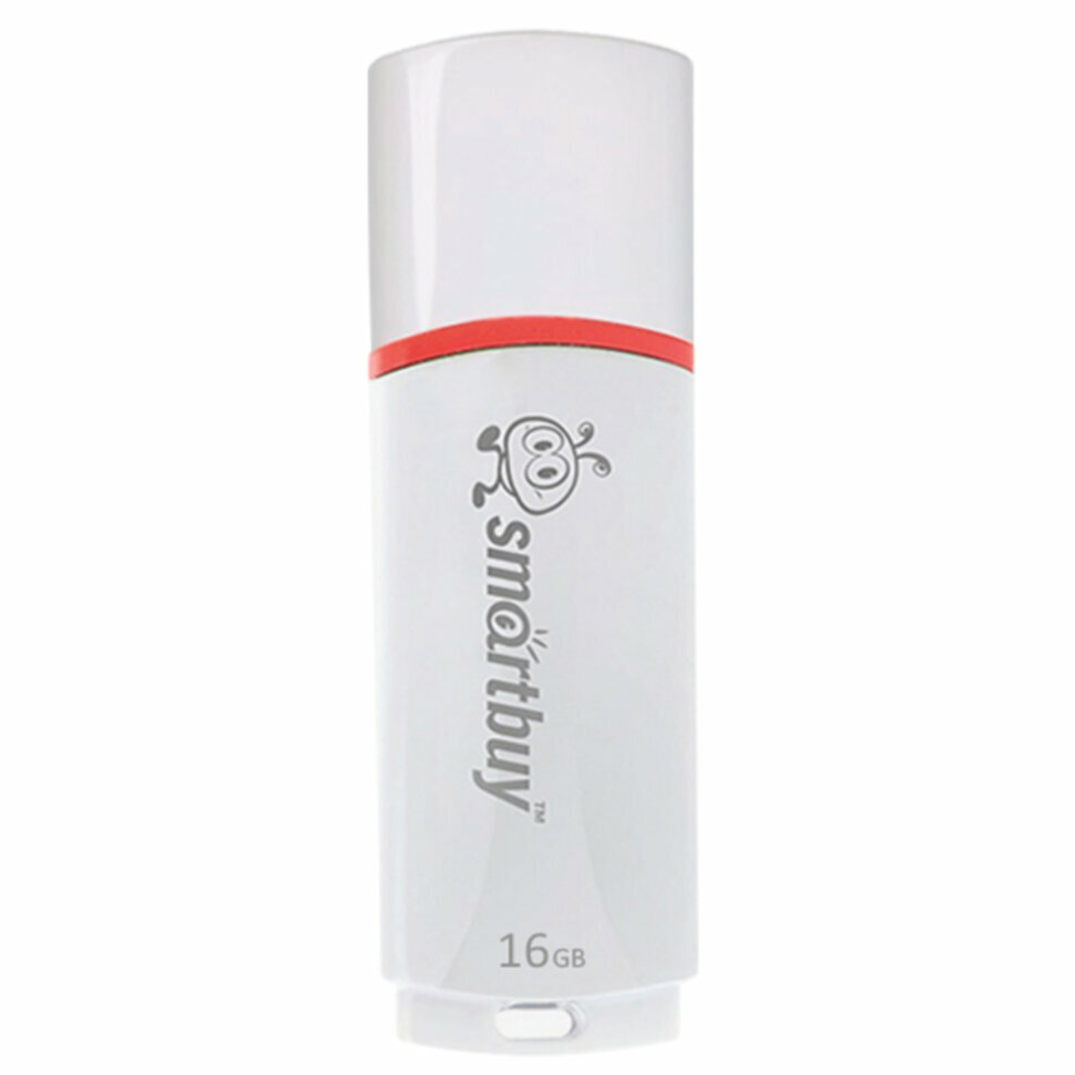 Флеш-диск 16 GB, SMARTBUY Crown, USB 2.0, белый, SB16GBCRW-W, 512762