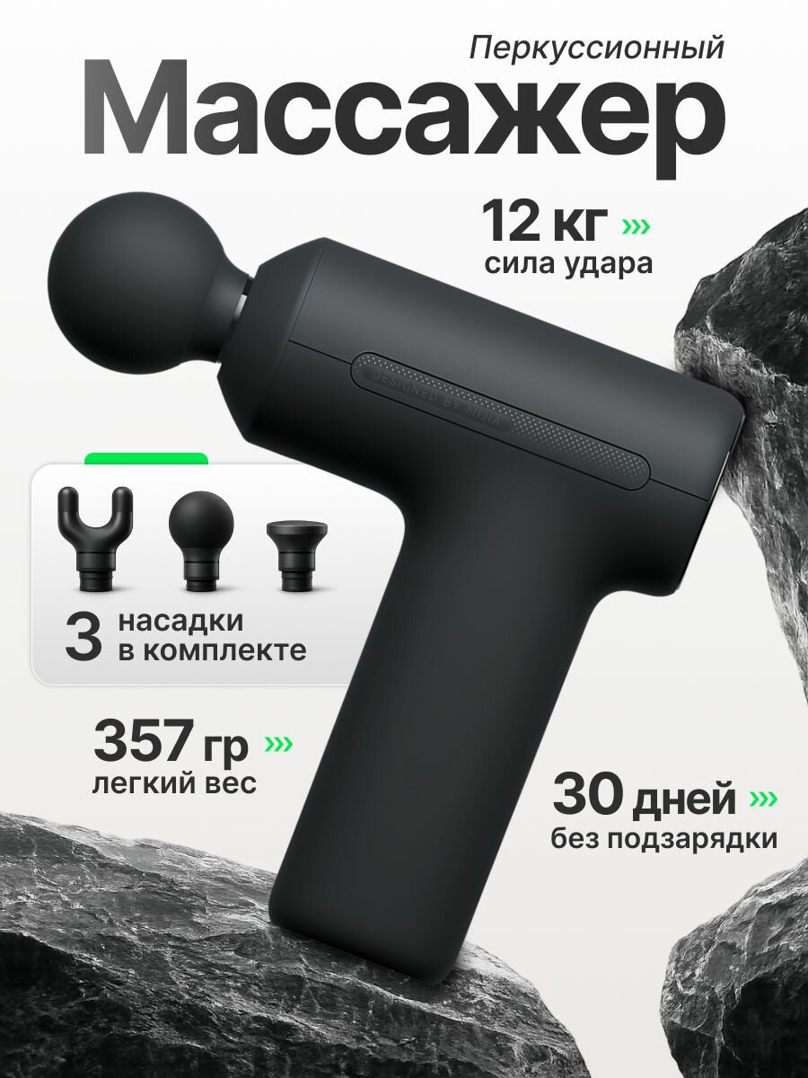 Перкуссионный массажер Xiaomi Mini 3 MJJMQ07YM, Массажер для шеи и плеч, темно серый